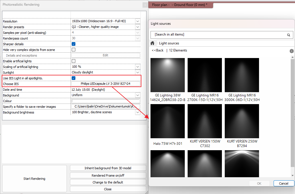 IES lights in rendering – ARCHLine.XP