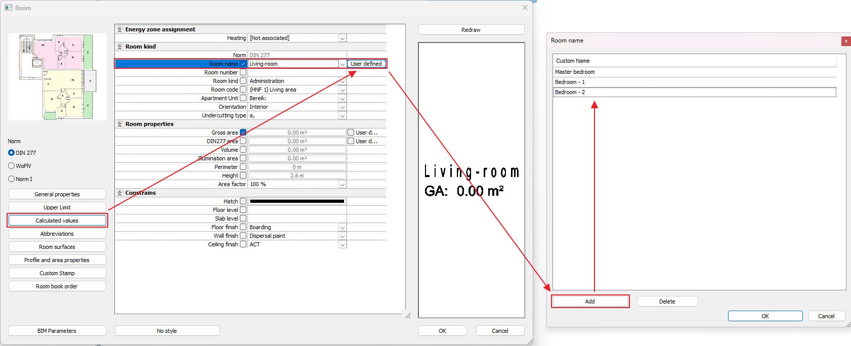 Room and area: User defined room names – ARCHLine.XP